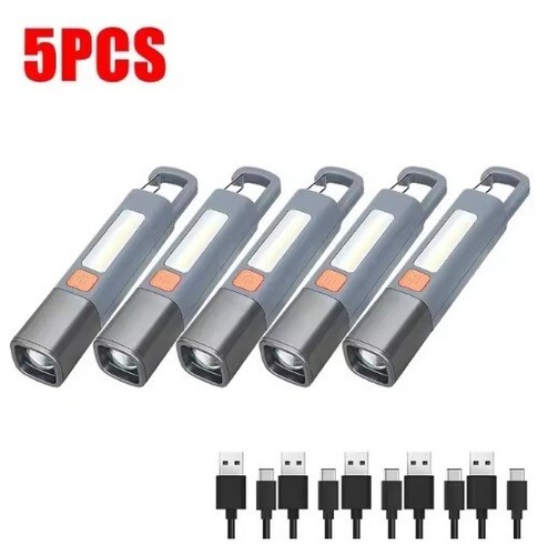 Portable LED Flashlight USB Rechargeable With Hook Zoomable Torch | eBay