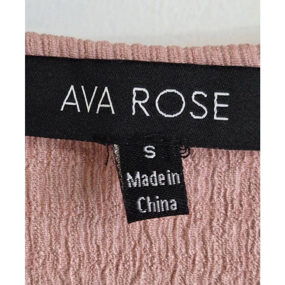 Ava Rose Women’s Puff Sleeve Knit Blouse Small Pink White Contrast ...