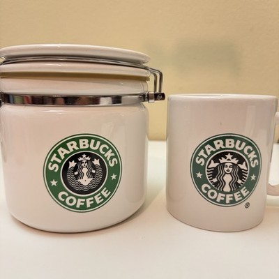 Starbucks ceramic coffee canister with a locking lid And Mug | eBay