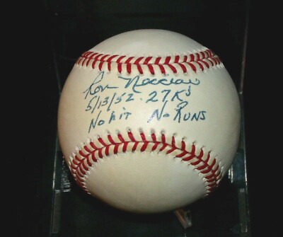 Rawlings OML Ron Necciai Autographed Baseball “5/13/52 27K's No Hit No ...