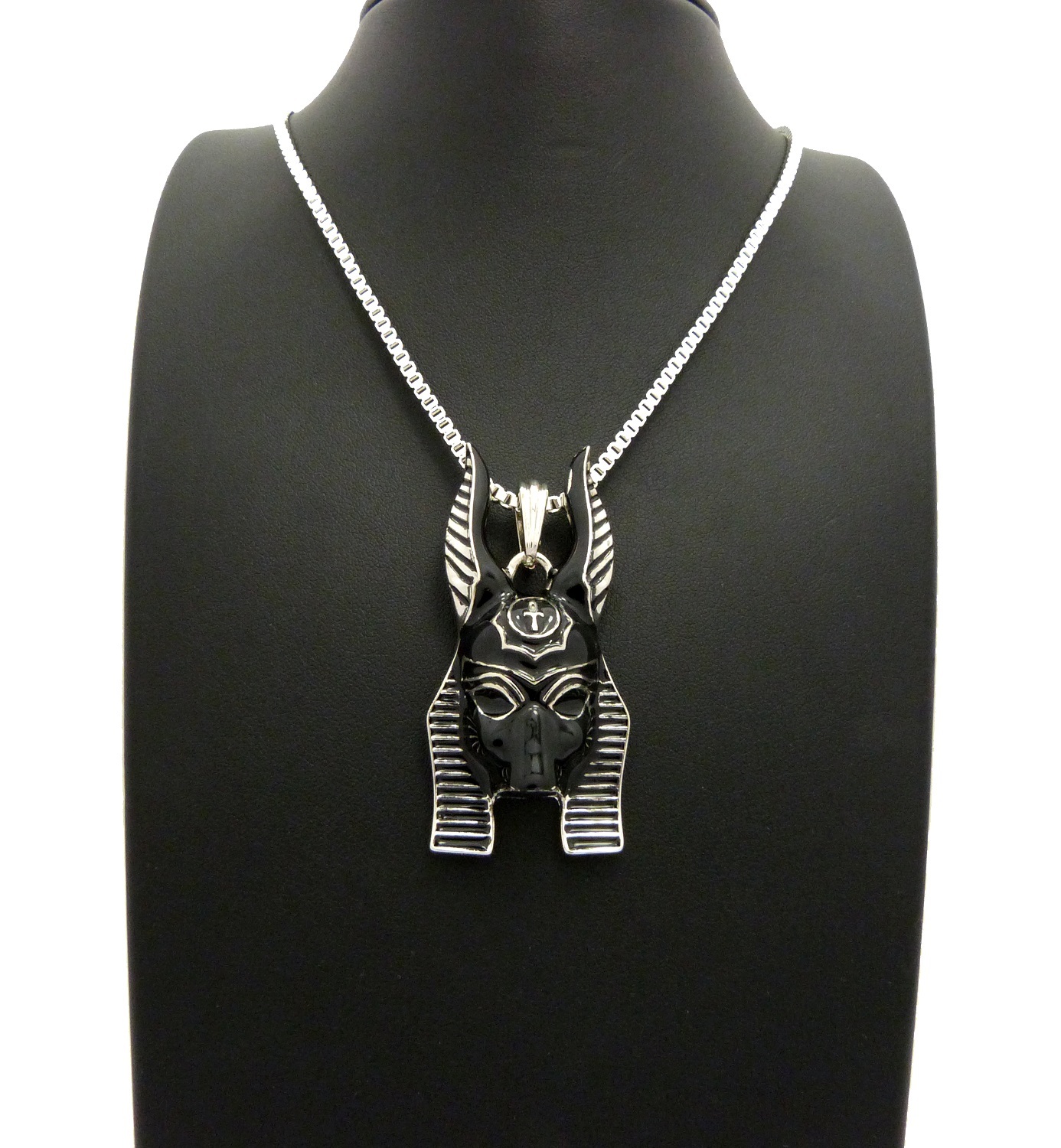 NEW EGYPTIAN ANUBIS HEAD PENDANT & 3mm/24" BOX CHAIN HIP HOP NECKLACES ...