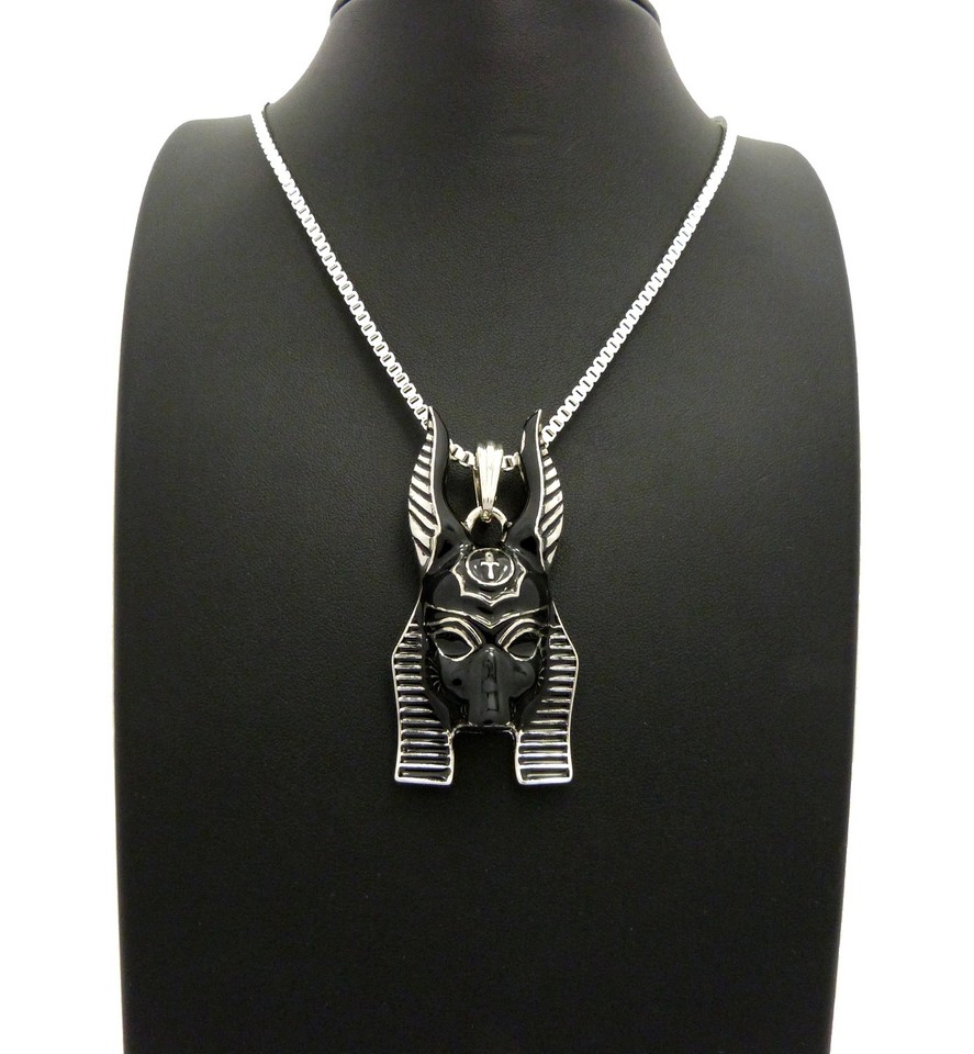 NEW EGYPTIAN ANUBIS HEAD PENDANT & 3mm/24" BOX CHAIN HIP HOP NECKLACES ...