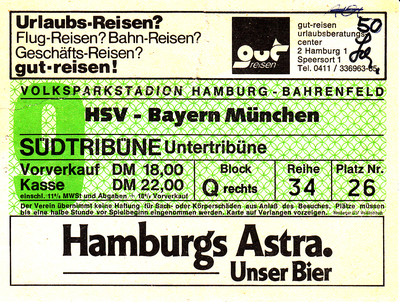 Ticket Hamburger SV HSV - Bayern München 74/75 Bundesliga | eBay.de