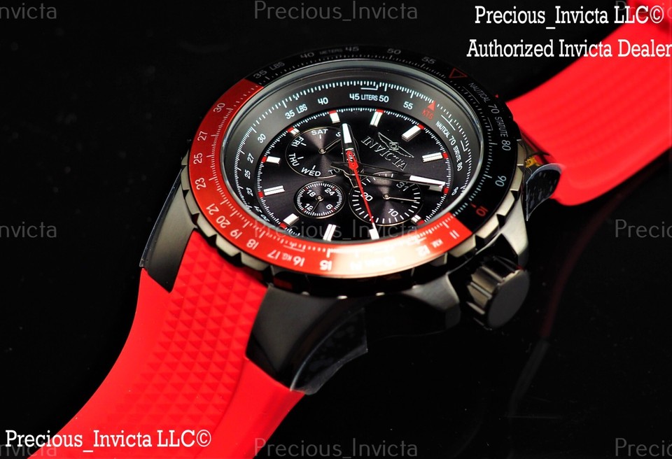 Invicta Men's 50mm Aviator Quartz Chronograph Red Silicone Strap 100m ...
