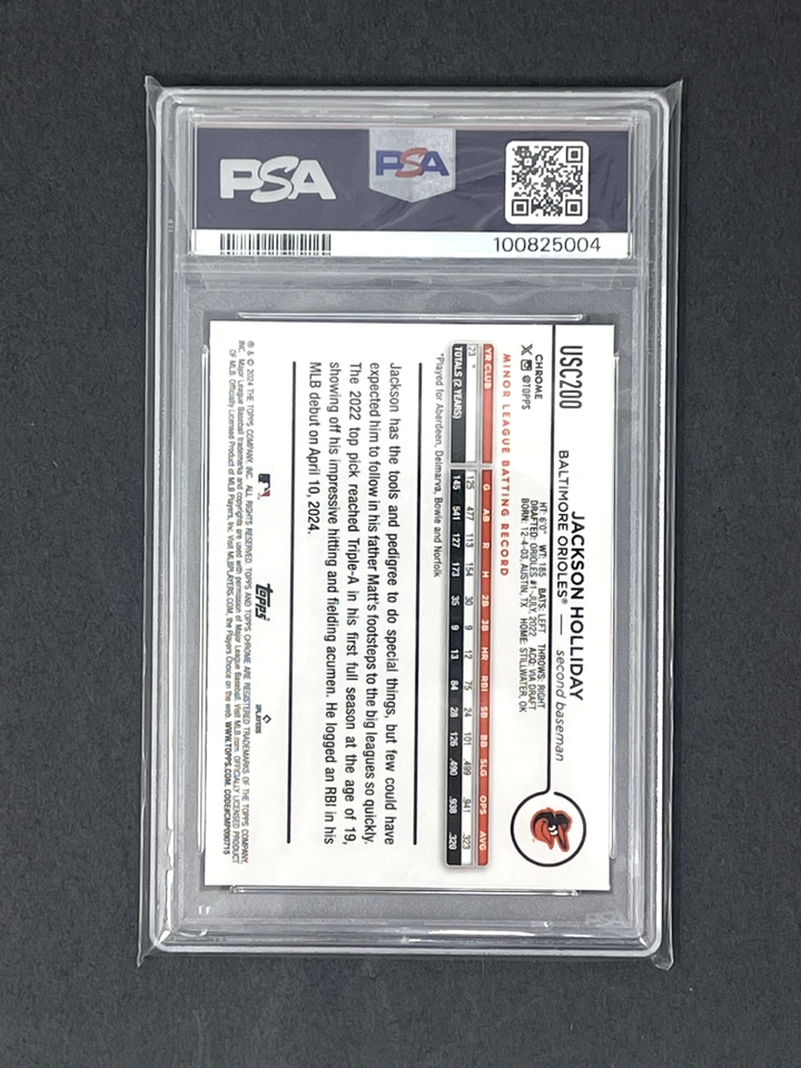 Jackson Holiday 2024 Topps Chrome Update USC200 Magenta Lava PSA 10 GEM ...