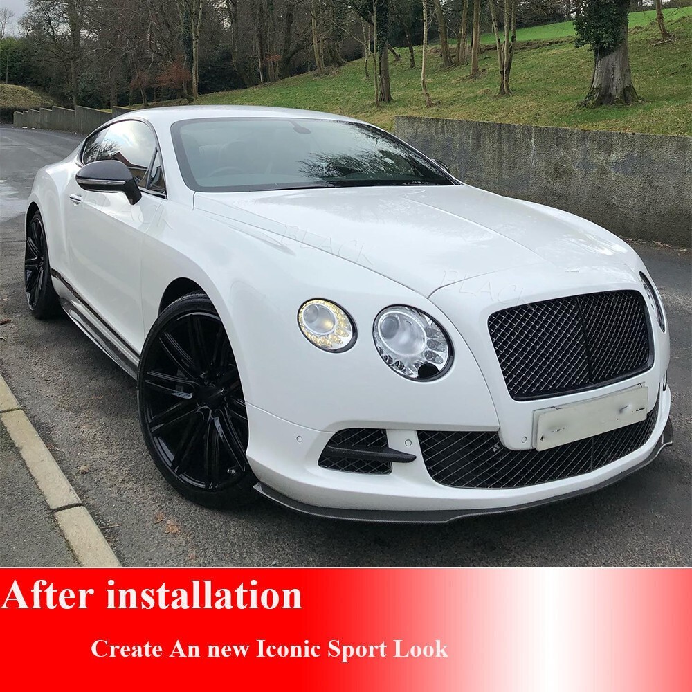 REAL CARBON Front Bumper Lip Spoiler For Bentley Continental GT 12-2016 ...