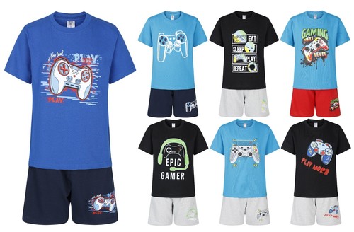 Boys Gamer Short Pyjama Set Kids Gaming Theme PJ Sets Nightwear 9 to 16 ...