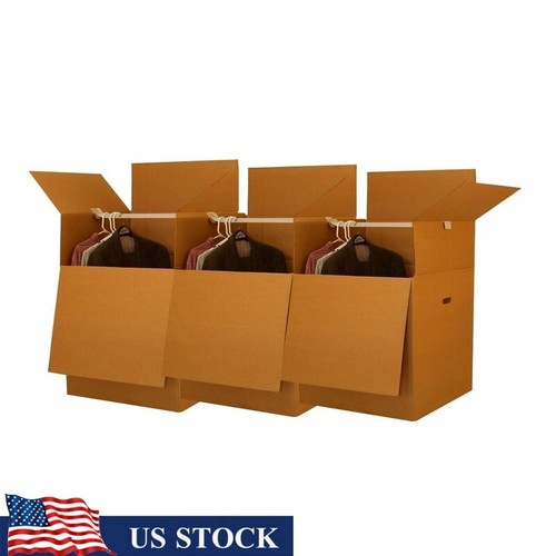 Tall Wardrobe Moving Boxes Heavy Duty Packing Solution Metal Hanging ...