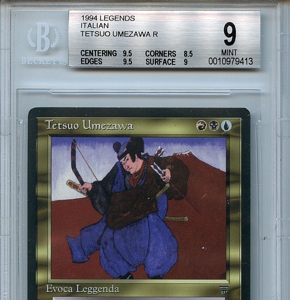 MTG ITALIAN Legends Tetsuo Umezawa BGS 9.0 (9) Mint Magic Card Amricons ...