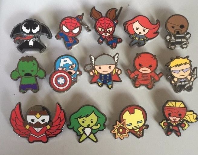Disney 2015 Marvel Mystery Kawaii Art Collection COMPLETE 14-Pin Set ...