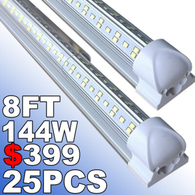 8FT Integrated LED Tube Light Bulbs 144W 6500K LED Shop Light Fixture 8 ...