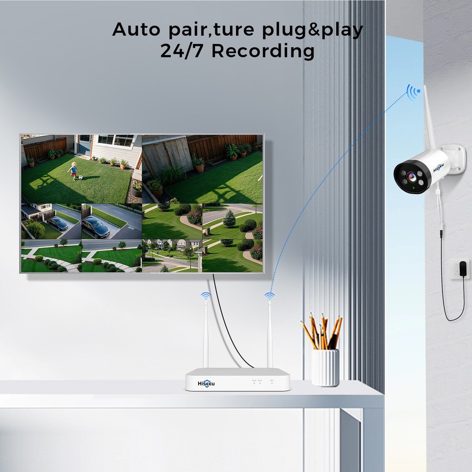 Hiseeu WiFi Network Video Recorder 10CH NVR Wireless Surveillance ...