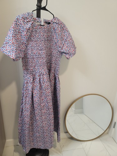 J.Crew Meadow Dress Poppy Cotton Poplin Midi Floral Puff Sleeve L New ...