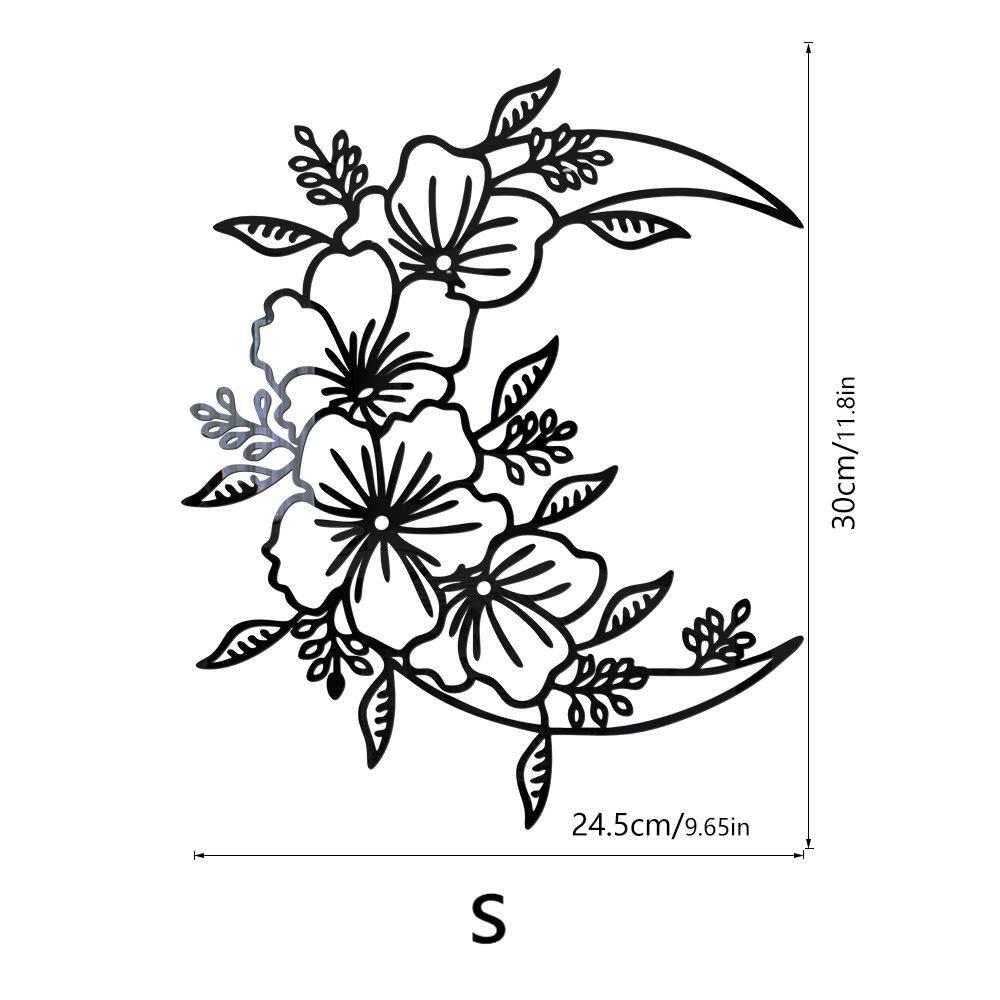 Home Decor Mural Art Mirror Wall Sticker Wall Decals Moon Flower ...