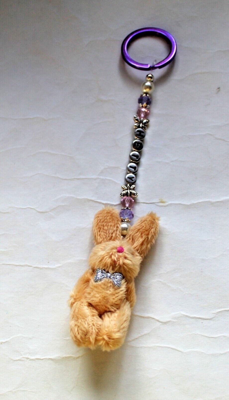 Cutest Personalised Bunny Rabbit Keyring / bag charm (you chose a name ...