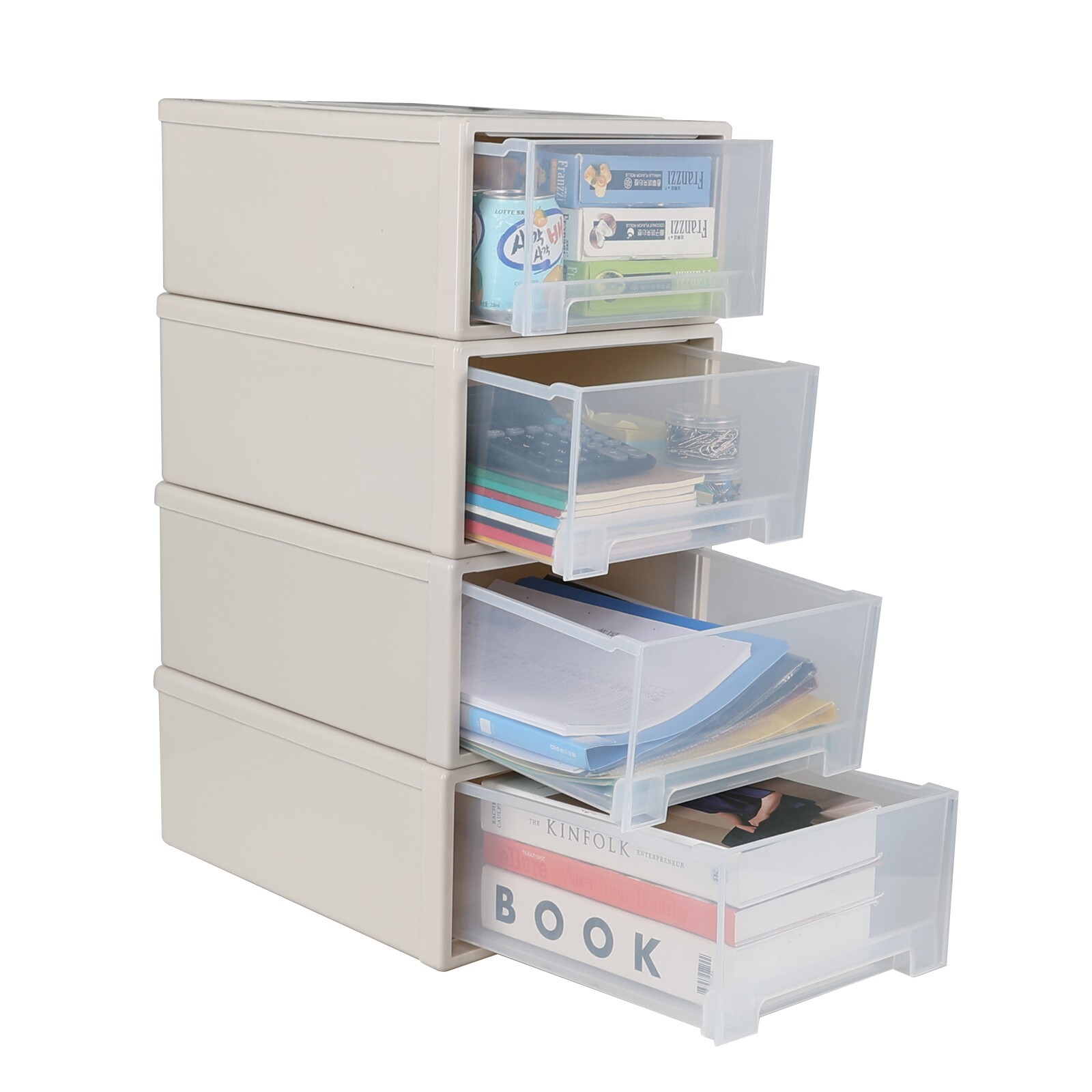 4 Packs 18 Quart Plastic Stacking Storage Drawers, Large Stackable ...