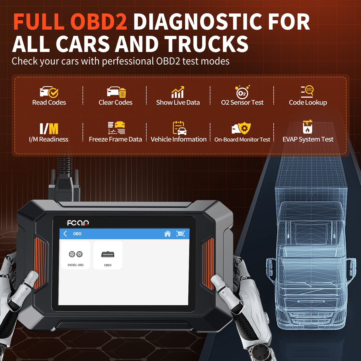 Fcar F802 Pro Diesel Heavy Duty Truck Diagnostic Scanner All System DPF ...