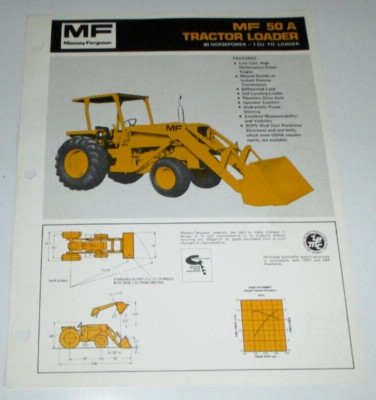 Massey Ferguson MF 50A Tractor Loader Specifications Sales Brochure ...
