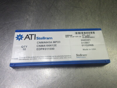 Stellram Carbide Inserts QTY10 CNMA643A/CNMA190612E MP23 (LOC2400) | eBay