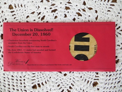The Union is Dissolved December 20, 1860 Poster | eBay