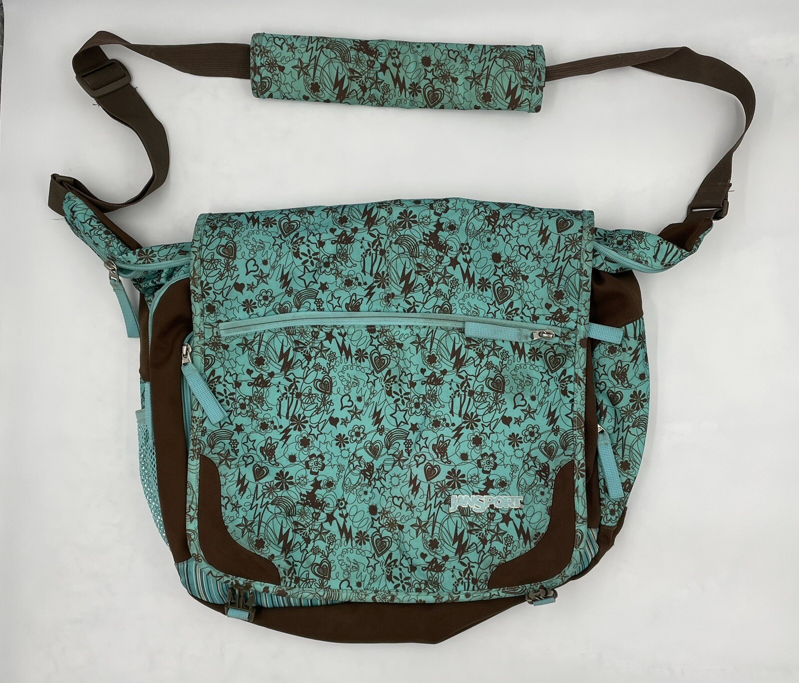 JanSport Turquoise Brown Messenger Laptop Shoulder Cr… - Gem