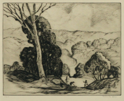 Frederick Polley "Brown County with Figures" 7"x9" etching, signed | eBay