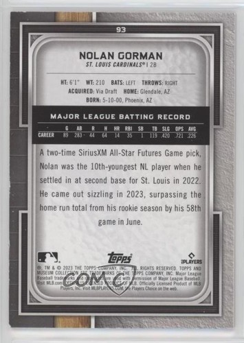 2023 Topps Museum Collection Ruby /50 Nolan Gorman #93 Rookie RC | eBay