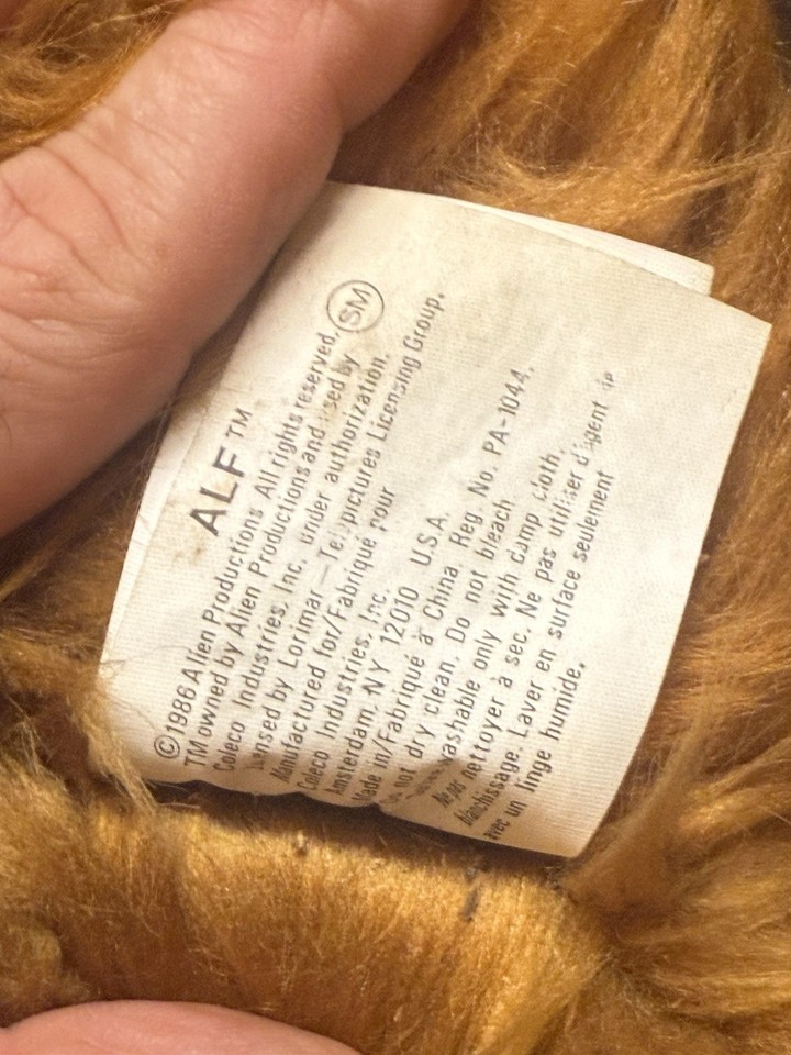 Vintage Talking ALF "Alien Life Form" Plush Toy Doll 1986 Voice Box Not ...