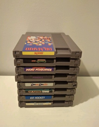 Nintendo NES GAME LOT Of 8 Turtles Ice Hockey Dr Mario Double Dribble ...