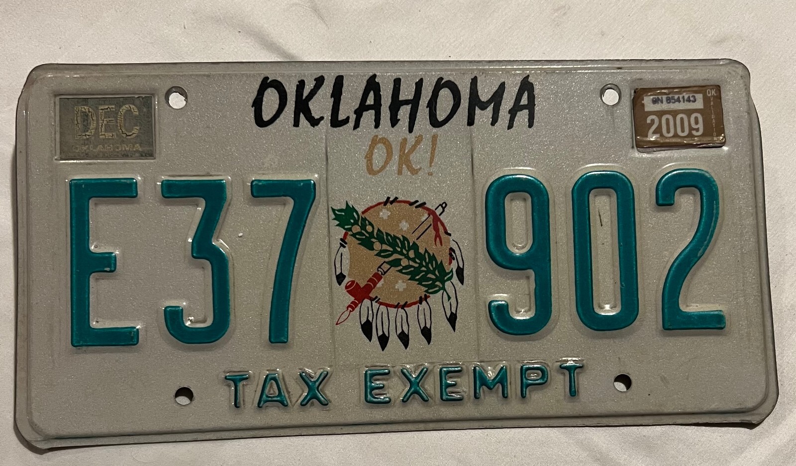 LICENSE PLATES OKLAHOMA CHEROKEE NATION TAX EXEMPT E37 902 2009 | eBay