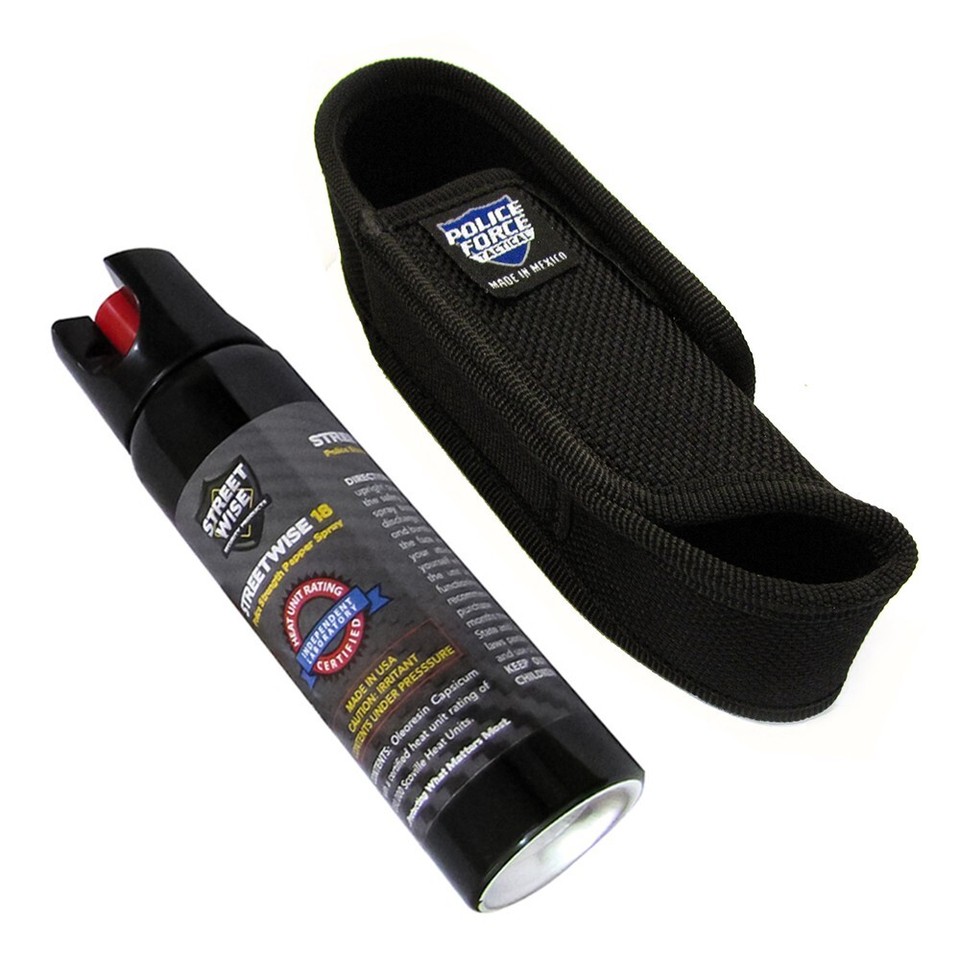 Streetwise 4 oz Pepper Spray & Police Force Heavy Duty Holster Sheath ...