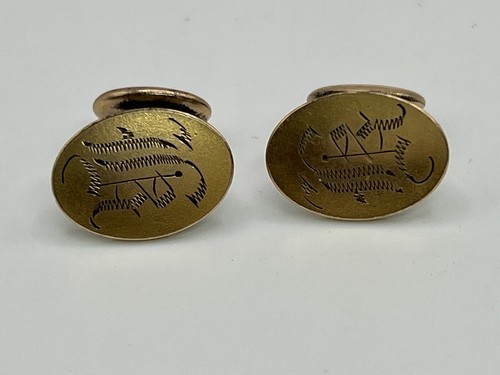 Monogram Cufflinks Whale Back Fixed Cuff Links Vintage Gold | eBay