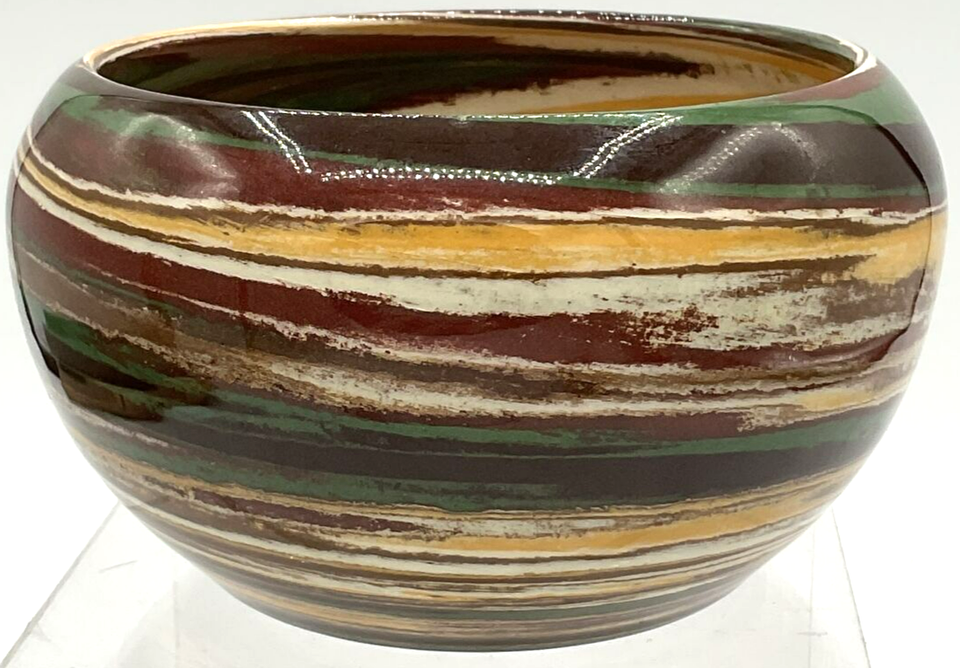 Desert Sands Pottery 2.5” Bowl Yellow Green Black Brown Swirl Evans ...