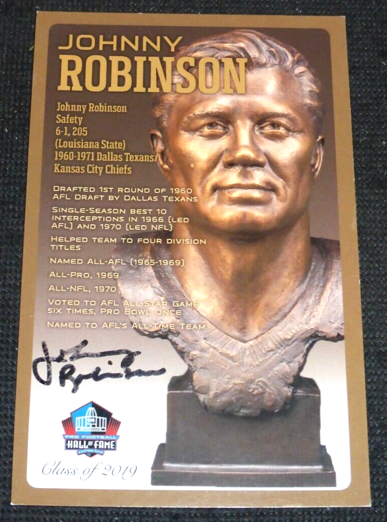 2019 HALL OF FAME BUST CARD JOHNNY ROBINSON AUTO #D/150 SIGNED HOF ...