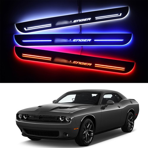 Lighted Door Sill Plates LED Car LOGO DC 12V Fit For Dodge Challenger ...