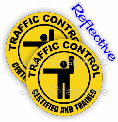 (2) REFLECTIVE Hard Hat Stickers | TRAFFIC CONTROL CERTIFIED | Road ...