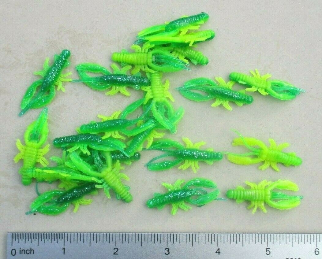 50ct ASSORTMENT 1.5" Micro CRAWS Crappie Fishing Baits Panfish Trout ...