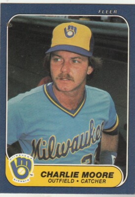 FREE SHIPPING-MINT-1986 Fleer #496 Charlie Moore Milwaukee Brewers ...