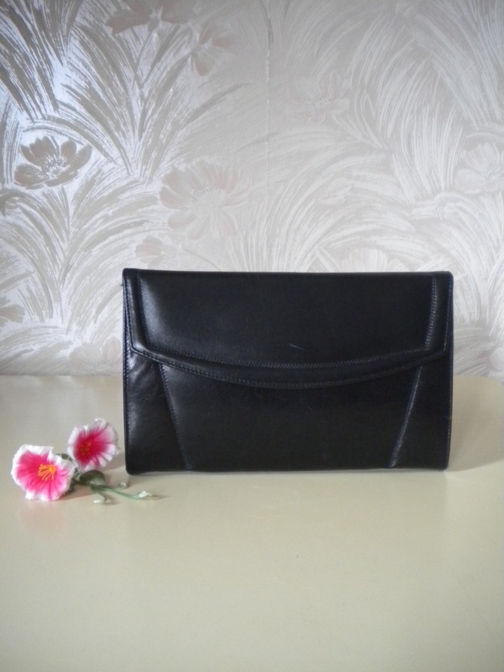 Bally Coordinates Black Leather Clutch Bag - Made in the UK | eBay