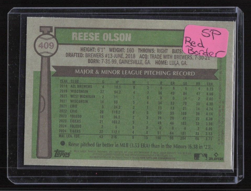 2025 Topps Heritage #409 Reese Olson Red Border Card TCCCX | eBay