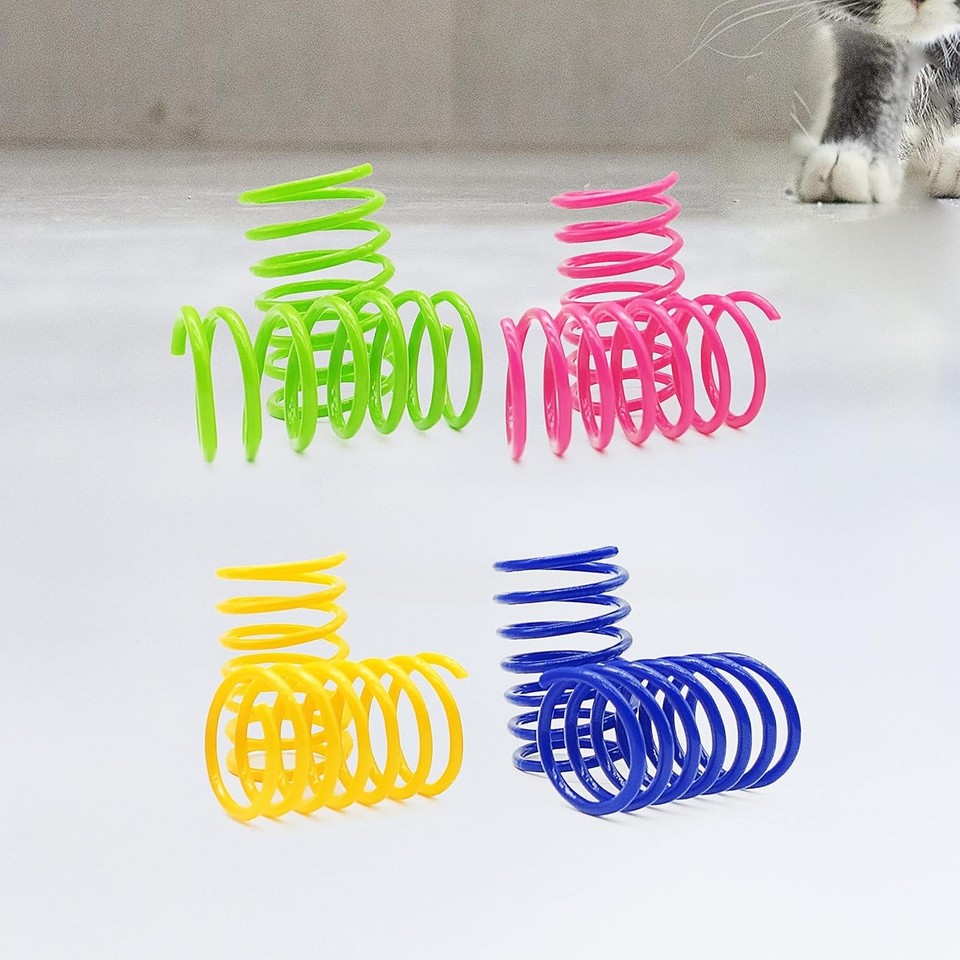 30 Packs Cat Spring Toys Plastic Springs Cat Toys Colorful for Cat ...