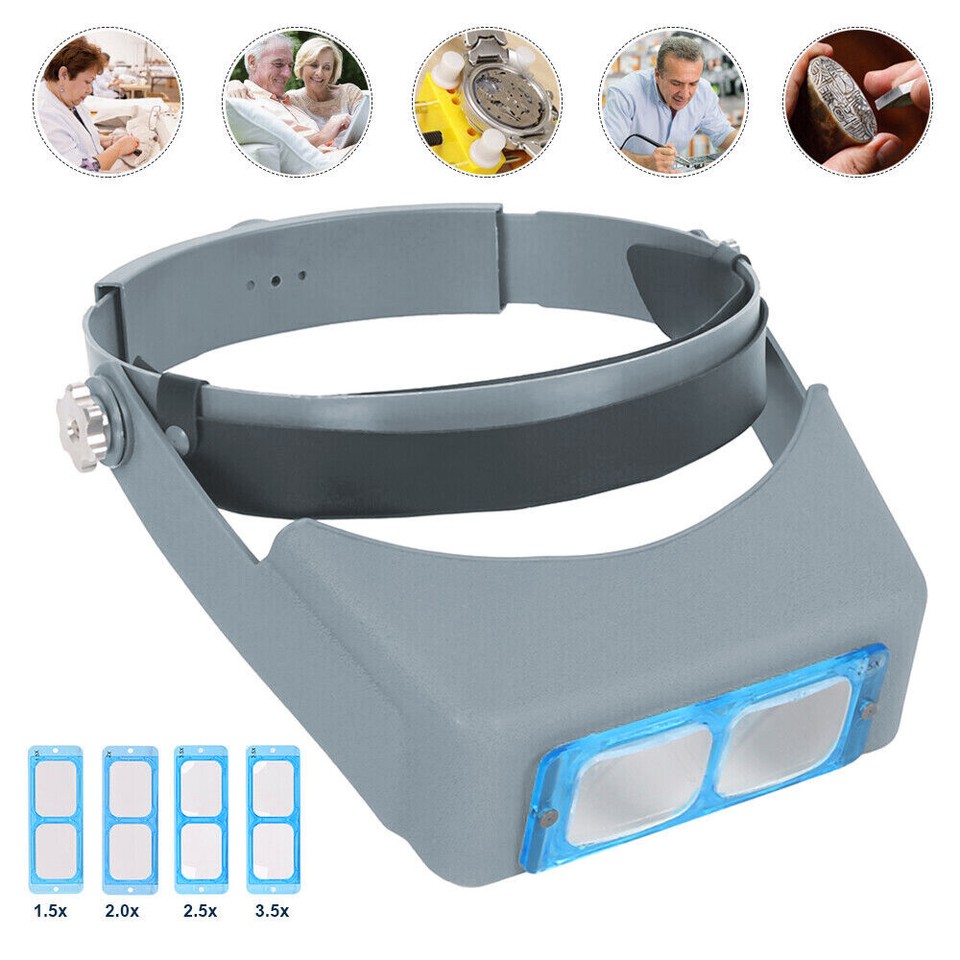 Headband Magnifier Head Magnifying Jewelry Watch Repair Reading with 4 ...