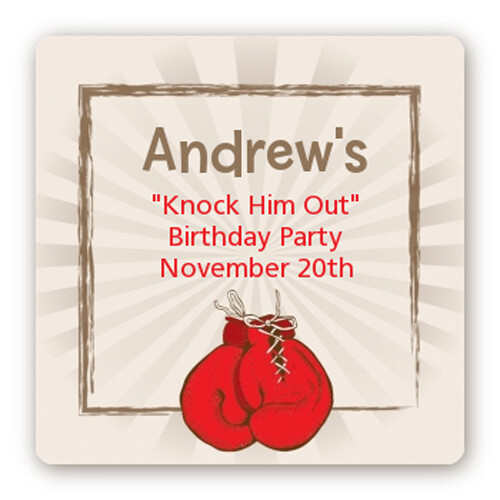 Boxing Gloves Birthday Party - Square Personalized Birthday Party ...