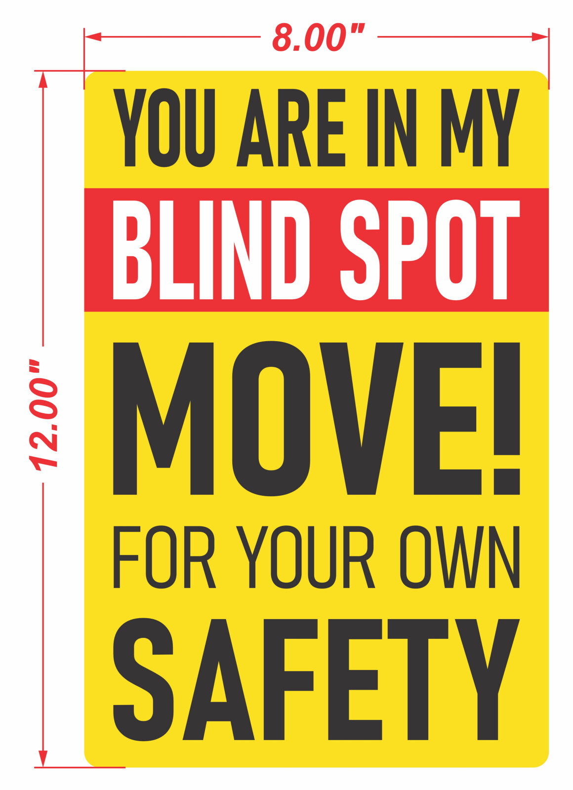 Caution Blind Spot Sign Safety Decal Vinyl Sticker for Semi Truck and ...