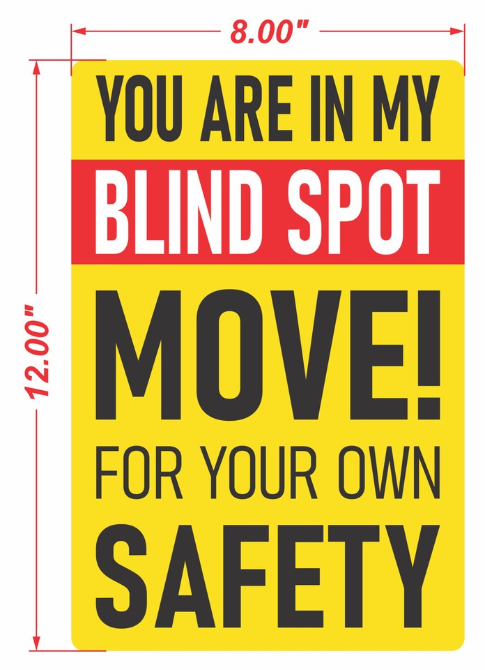 Caution Blind Spot Sign Safety Decal Vinyl Sticker for Semi Truck and ...