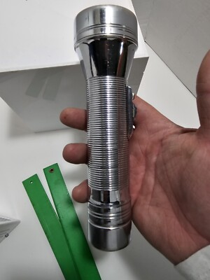 Vintage Dorcy Silver Chrome Flashlight Coiled Copper 2 D Cell Made In ...