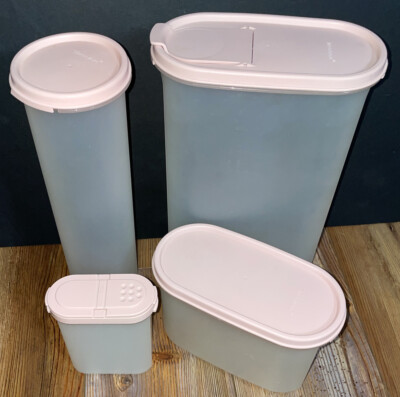 Set Of 4 Pink Tupperware Modular Mates, With Lids. 1661G, 1612, 1846 ...