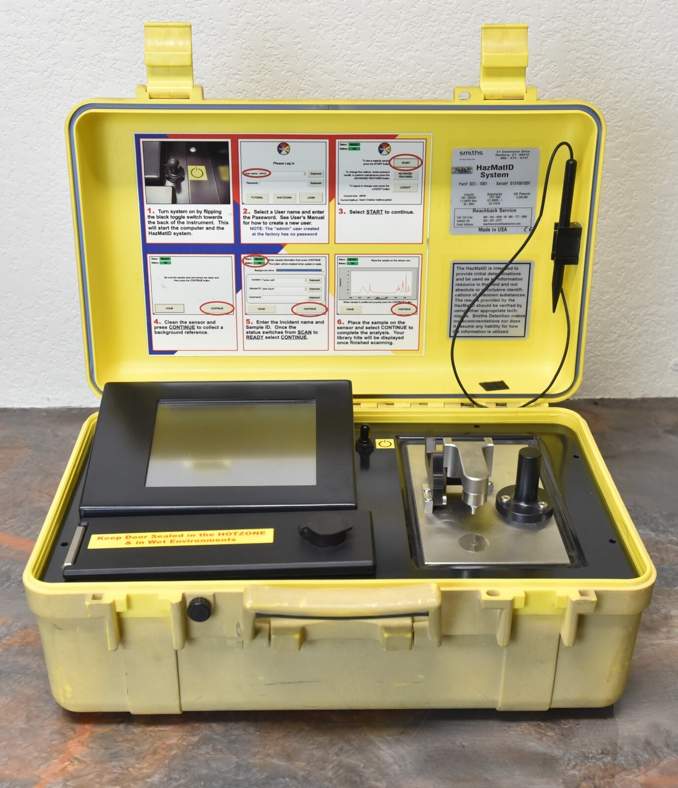 Smiths Detection HazMat ID Portable Chemical Identifier 23-1001 w/ Case ...