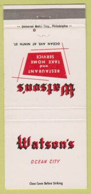 Matchbook Cover - Watson's Restaurant Ocean City MD 30 Strike | eBay