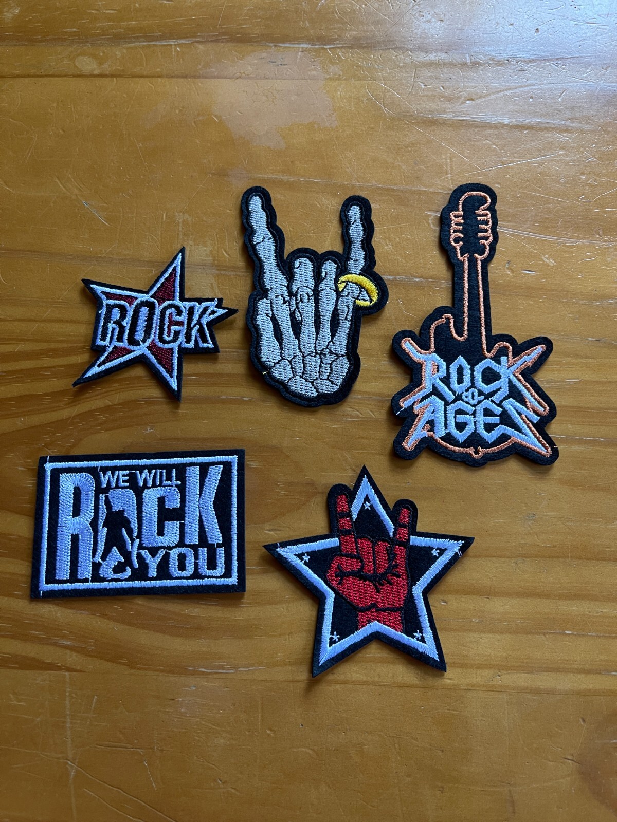 Rock and Roll Patches Set of 5 Skull Guitar Punk Metal Band New Emo ...